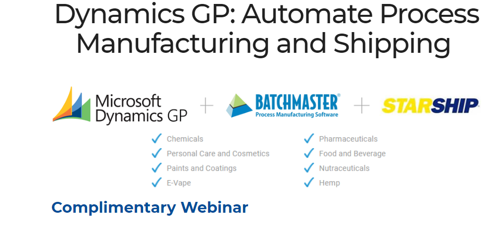 Dynamics GP: Automate Process Manufacturing and Shipping